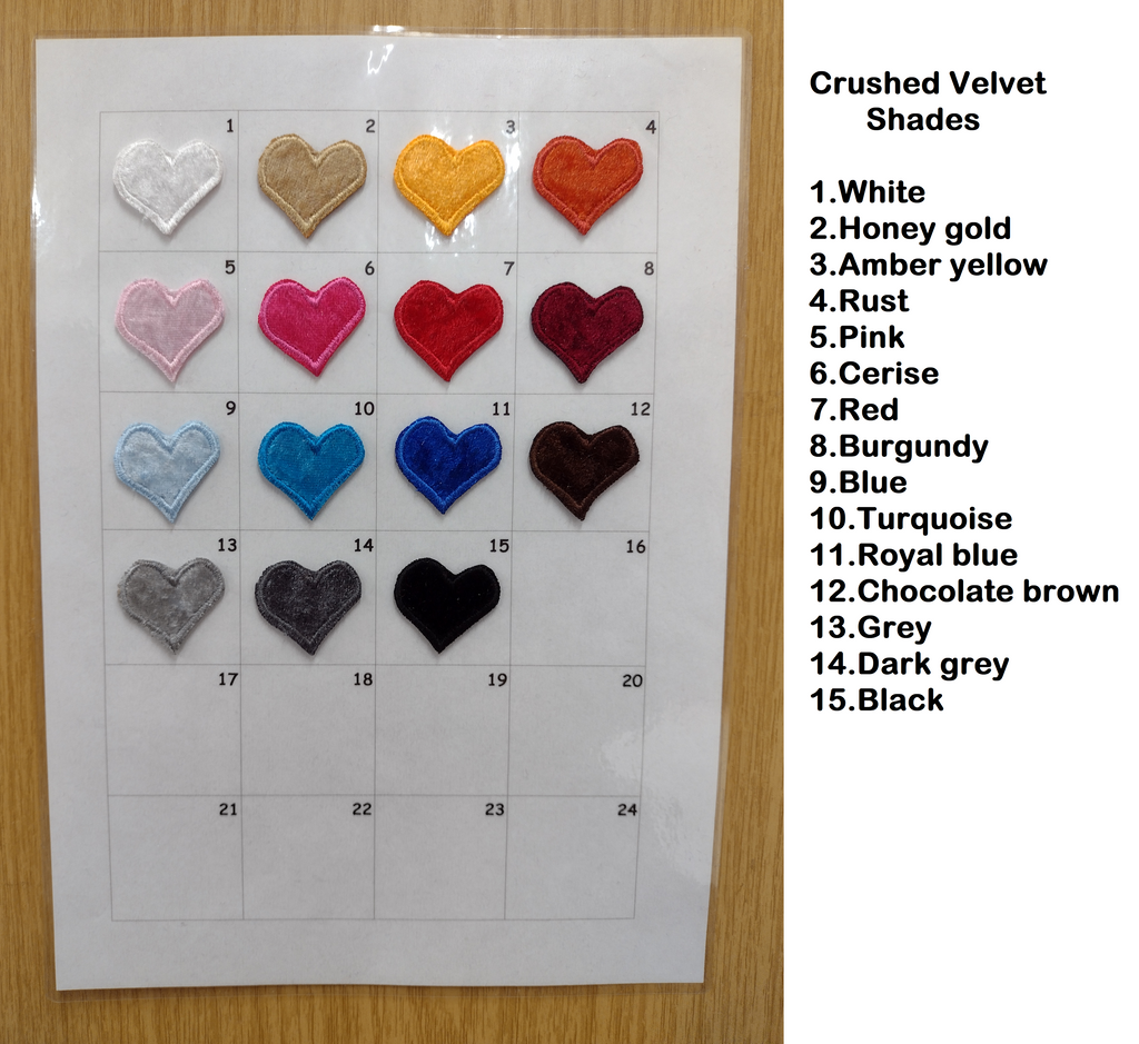 Shade Card - Crushed Velvet Fabric – malenas patches