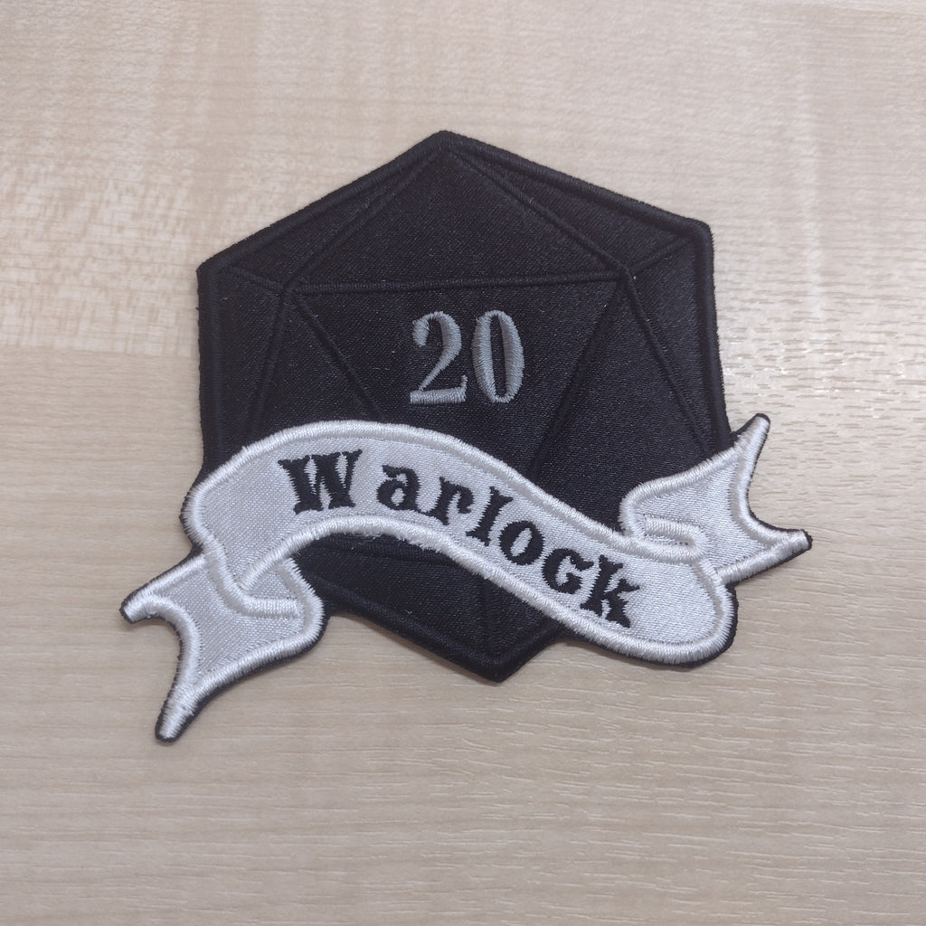 Motif Patch D20 Banner Dice RPG Class Warlock – malenas patches