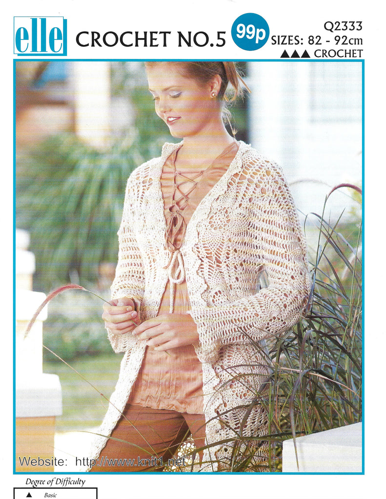 Crochet Pattern Leaflet Elle Q2333 Ladies Lacy Jacket – malenas patches