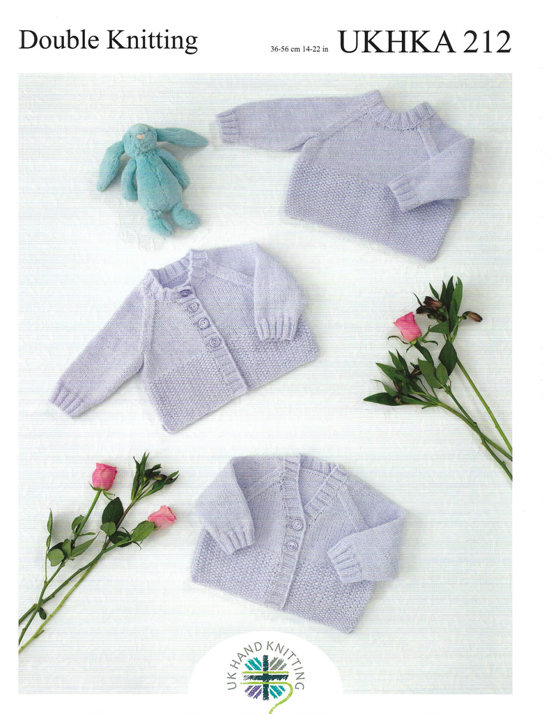Knitting Pattern Leaflet UKHKA 212 Baby DK Raglan Cardigan / Sweater ...
