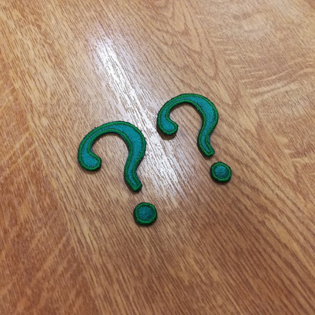 2 x Motif Patch Cosplay Small Question Marks Style A 3cm / 4cm / 5cm t ...