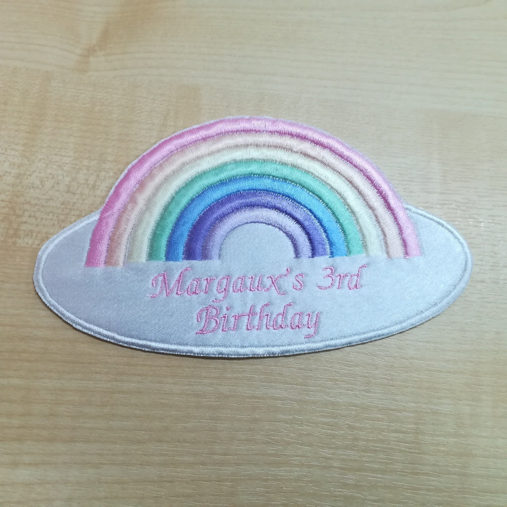 Motif Patch Personalised Name Rainbow Oval Border – malenas patches