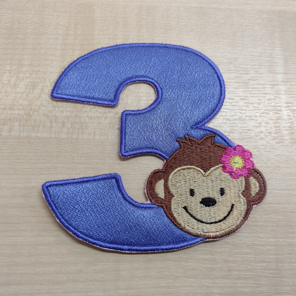 Motif Patch Flower Monkey Theme Birthday Numbers – malenas patches