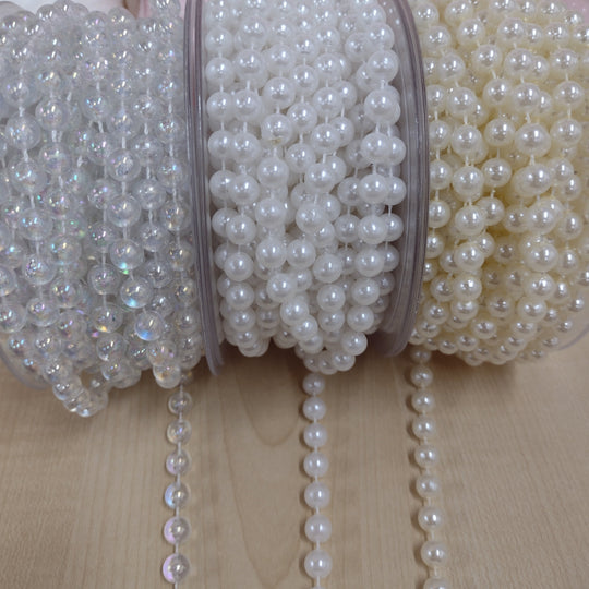 Plastic Pearl Bead String 4mm / 6mm / 8mm wide – malenas patches
