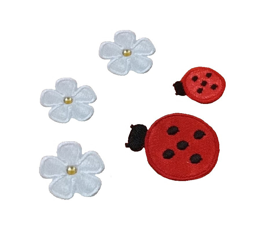 Motif Patch Cute Ladybug Ladybird & Flower Set – malenas patches